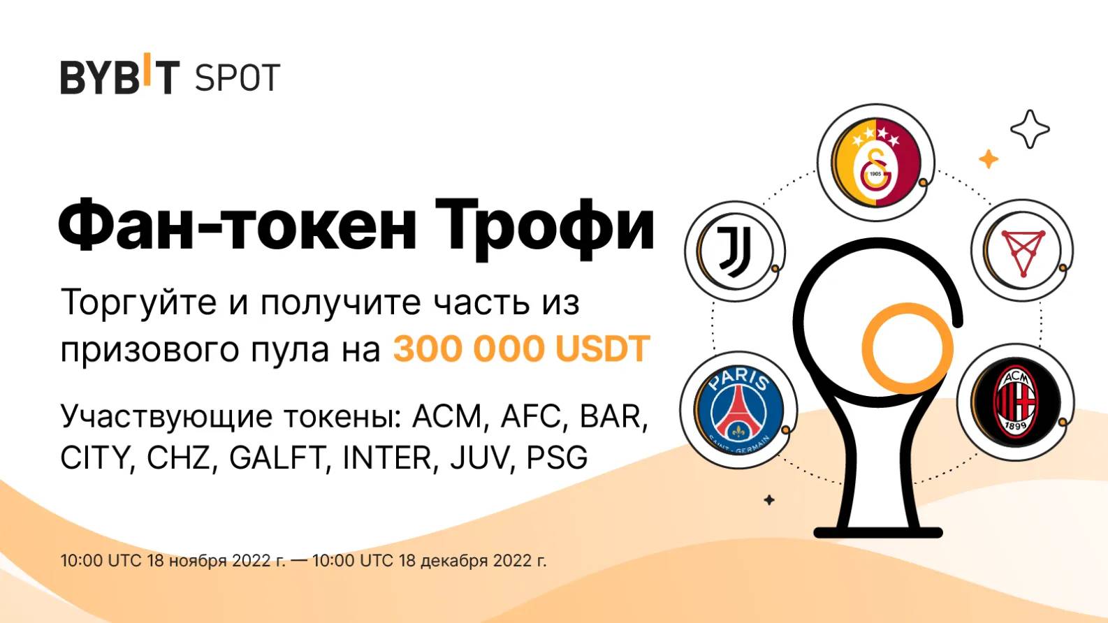 Фан-токен Трофи: торгуйте и получите часть из призового пула на 300 000 USDT - Community HUB
